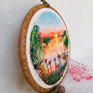 Landscape Embroidery "sunset With Lake and Flowers" - PDF Pattern ...