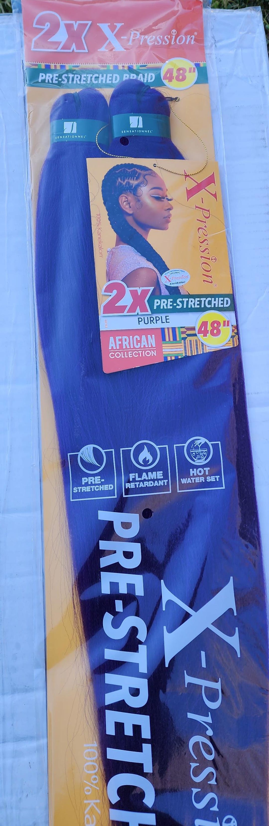Color Purple - X-pression Xpression Expression 48" Braiding Hair 2X Pre ...