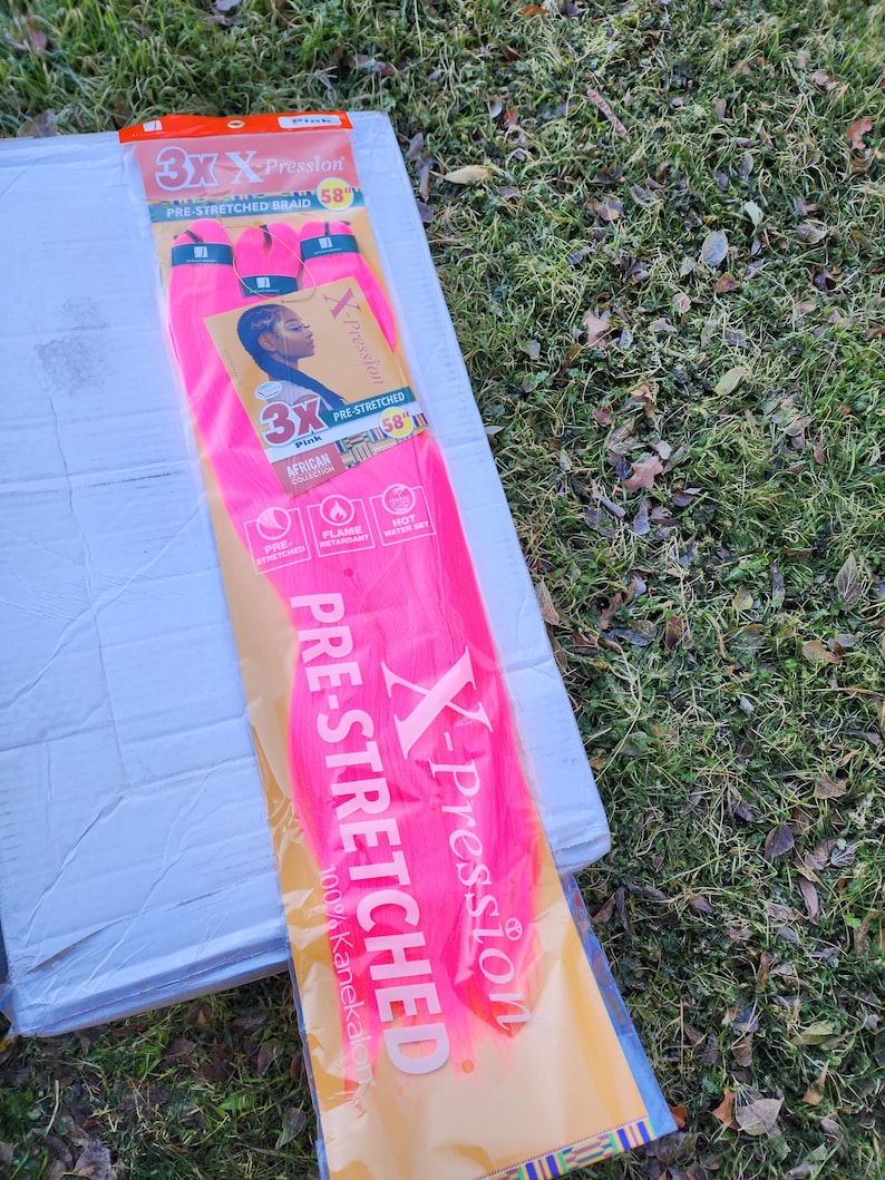 Color Pink - X-pression Xpression Expression 58" Braiding Hair 3X Pre ...