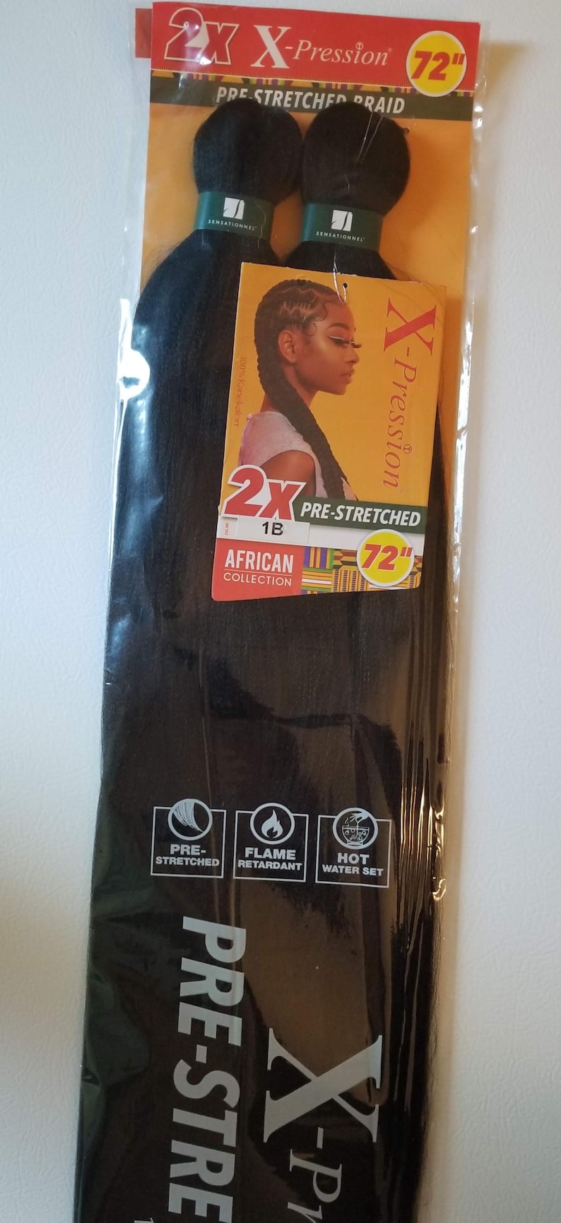 Color 1B - X-pression Xpression Expression 72" Braiding Hair 2X Pre ...