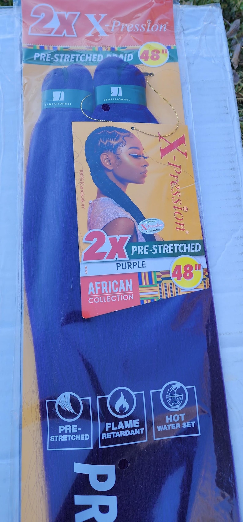 Color Purple - X-pression Xpression Expression 48" Braiding Hair 2X Pre ...