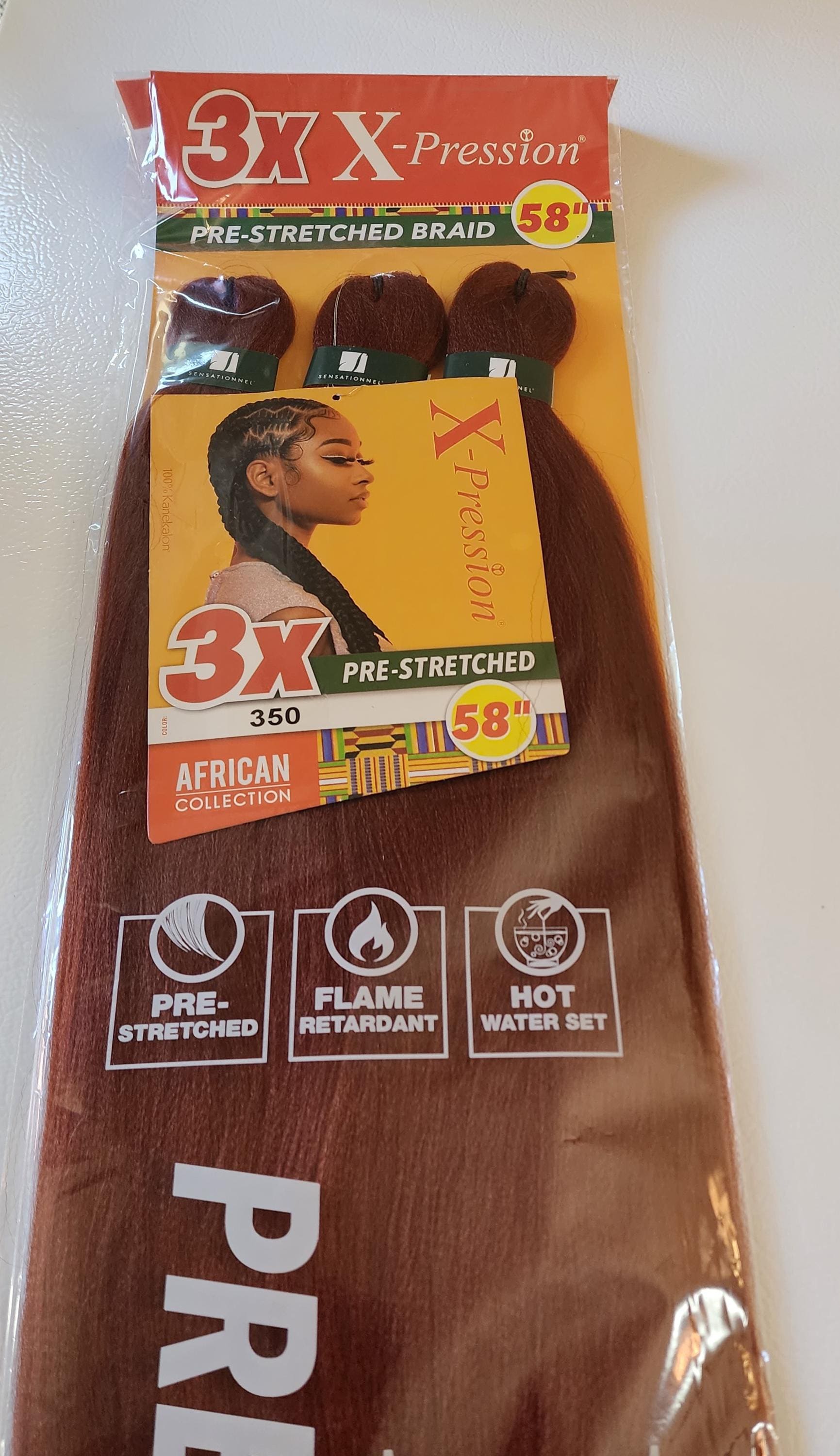 Color 350 - X-pression Xpression Expression 58" Braiding Hair 3X Pre ...