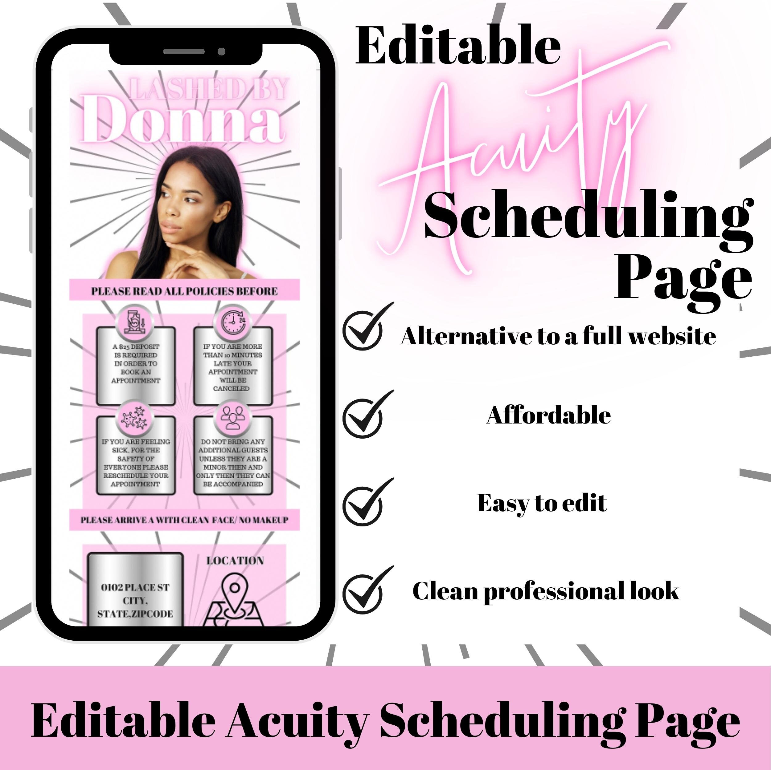 Pink and White ACUITY SITE DESIGN Acuity Theme Premade - Etsy