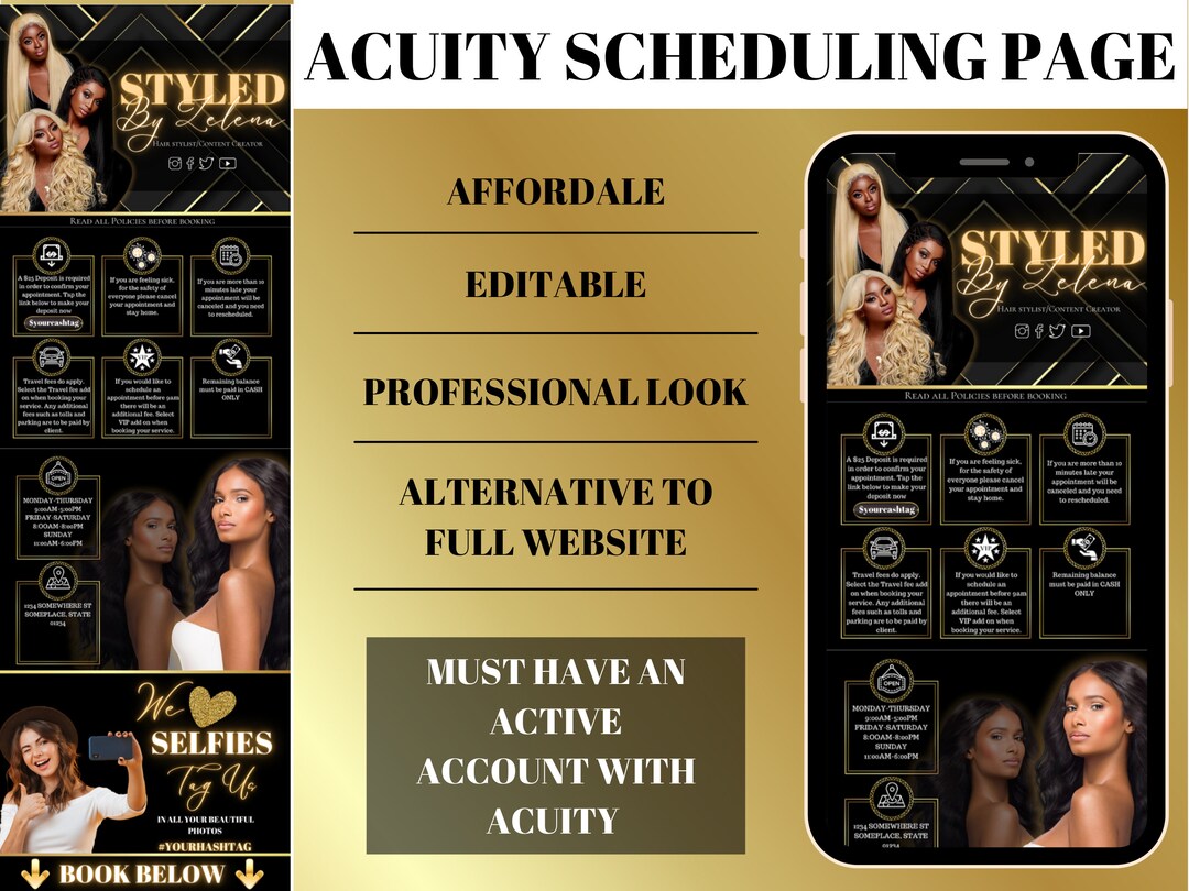 ACUITY SITE DESIGN, Acuity Theme, Premade Website Template, Editable ...