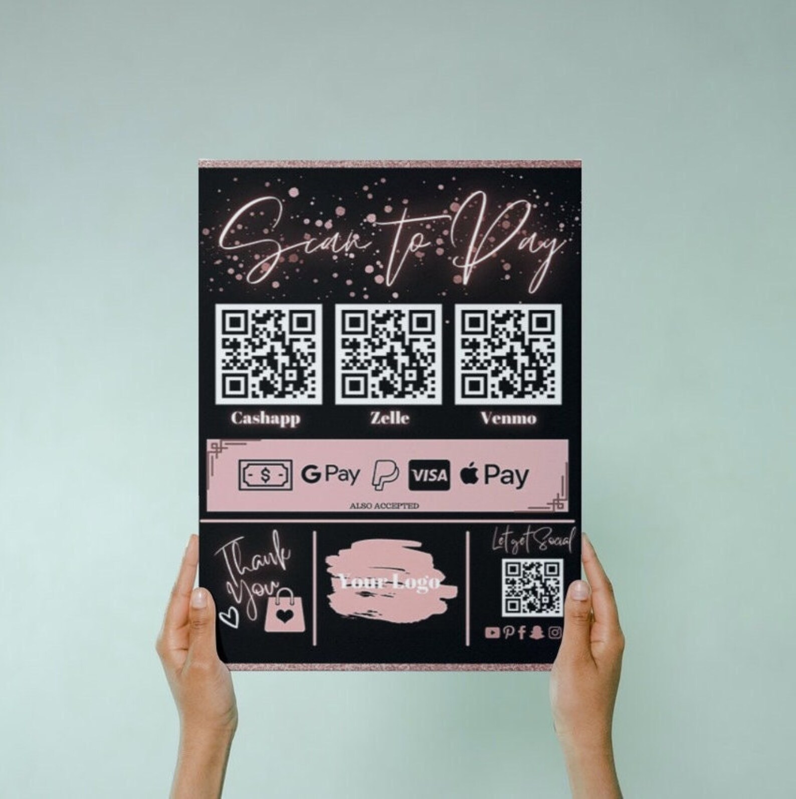Rose Gold Scan to Pay Customer QR Payment Sign Payment Sign - Etsy