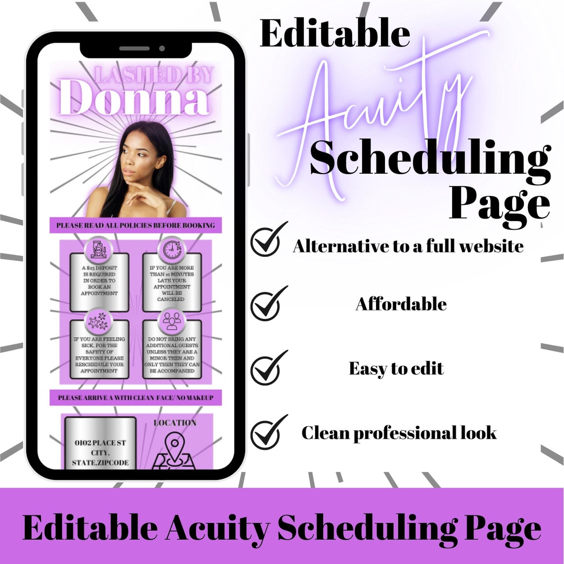 Purple and White ACUITY SITE DESIGN, Acuity Theme, Premade Website ...