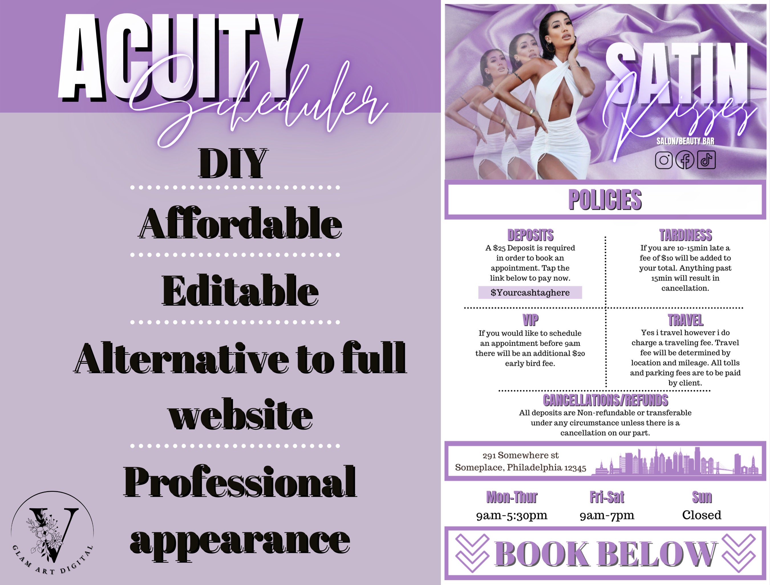 Diy Editable Acuity Scheduler Template Hair Business Acuity Scheduling Page Beauty Business 