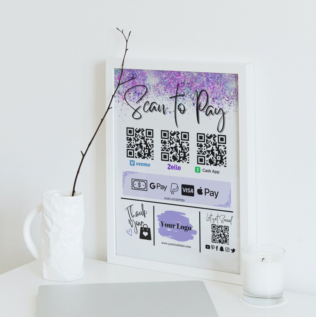 Customizable "scan to Pay" QR Code Sign | Editable Canva Template for ...