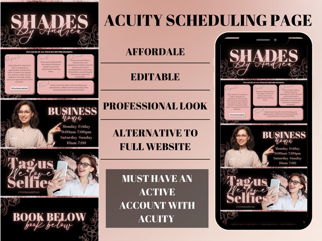 ACUITY SITE DESIGN, Acuity Theme, Premade Website Template, Editable ...