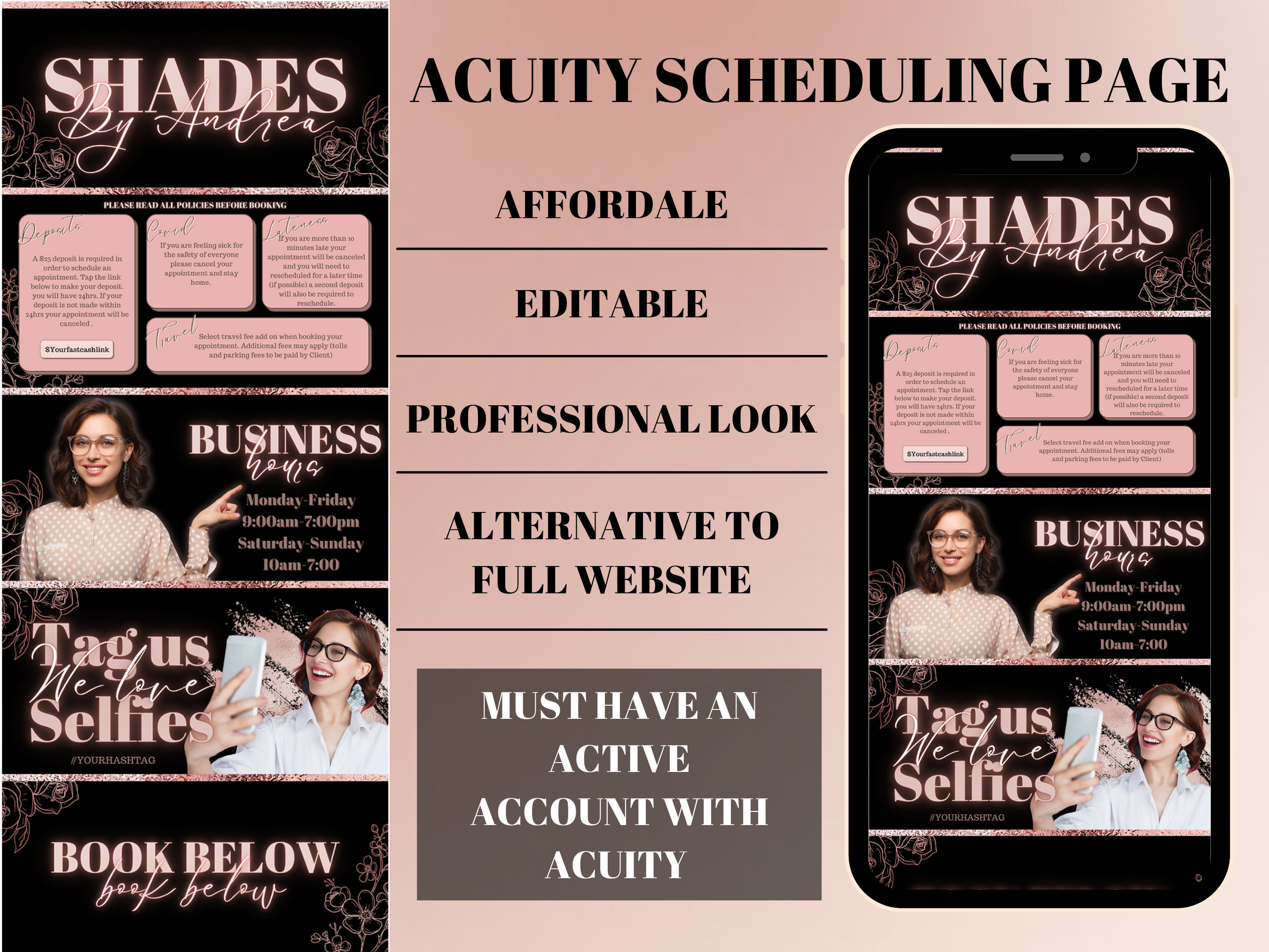 ACUITY SITE DESIGN, Acuity Theme, Premade Website Template, Editable ...