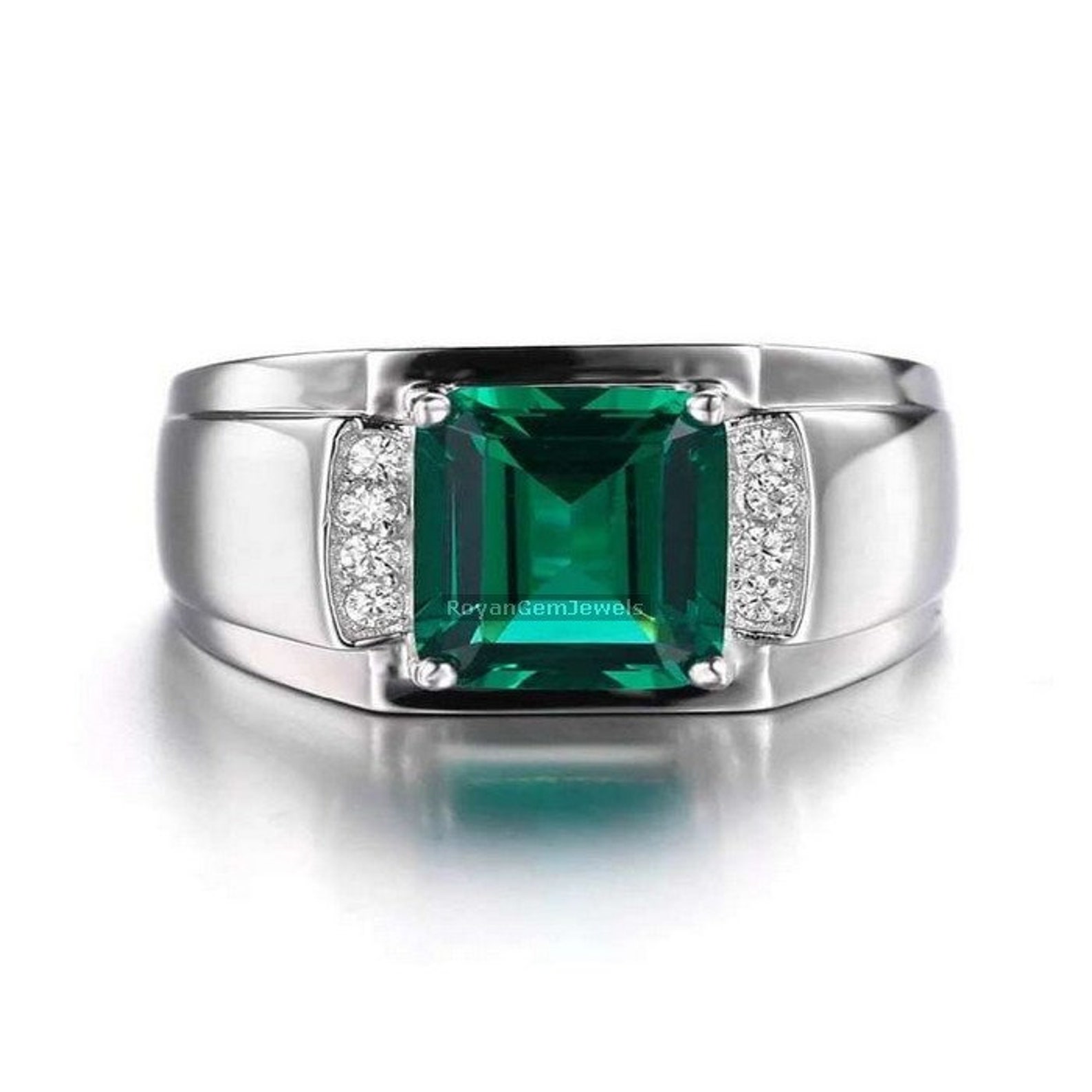 Green Emerald Silver Ring 925 Sterling Silver Ring Emerald - Etsy