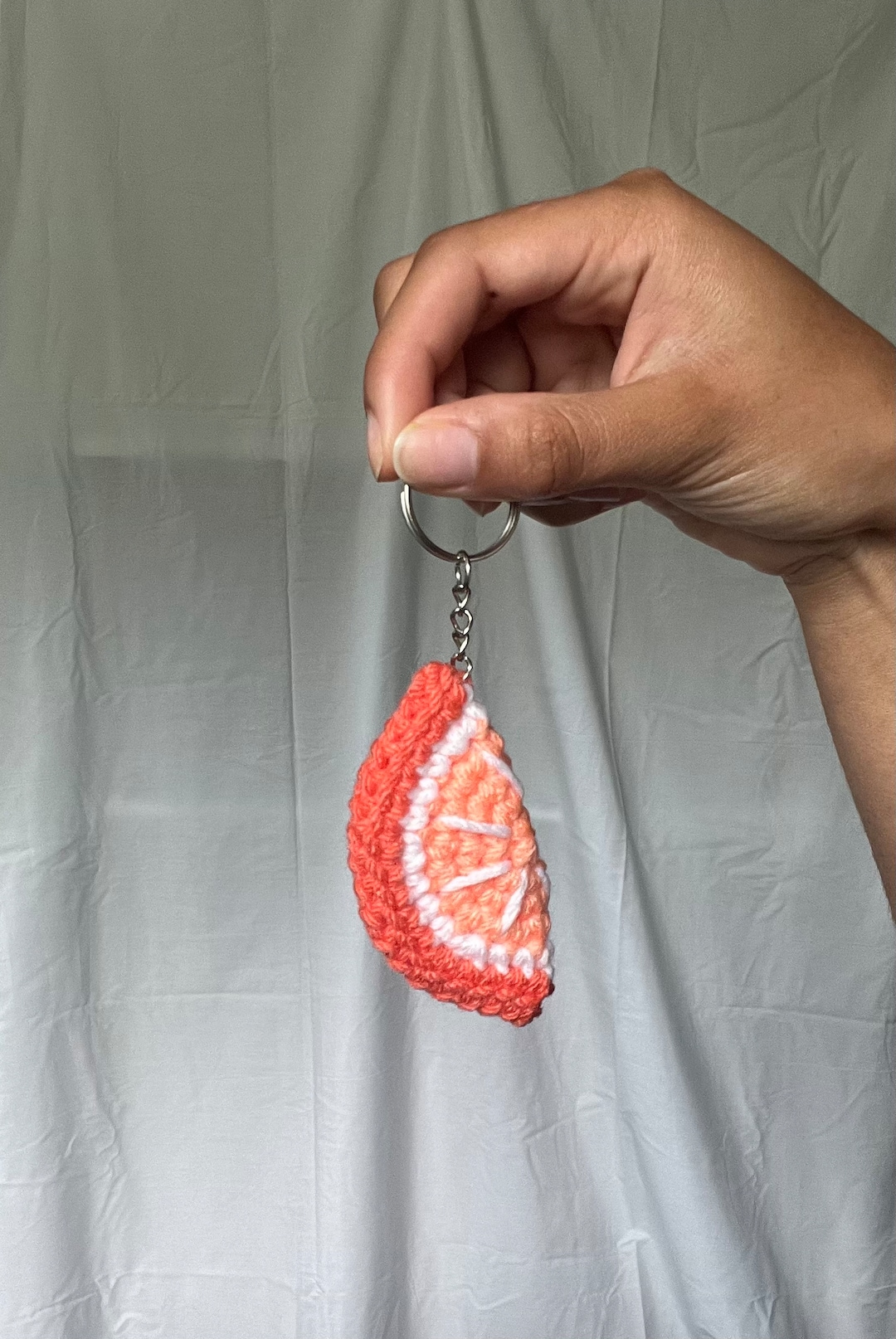 Crochet Tangerine Fruit Shaped Keychain, Key Fab Dangle Fruit Crochet ...
