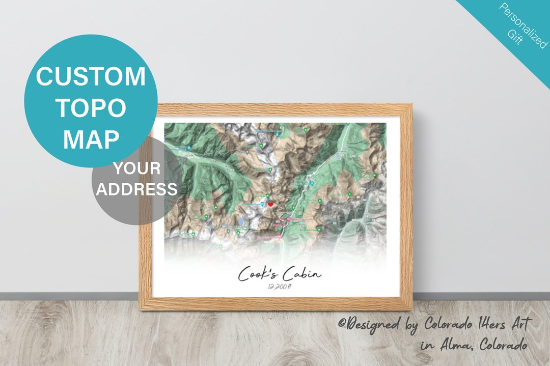 Personalized Topo Map - Custom Topographic Map Wedding Gift ...