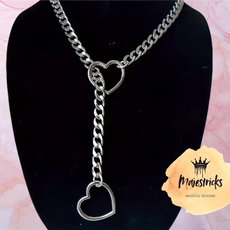 Heart Choke Chain Necklace - Etsy