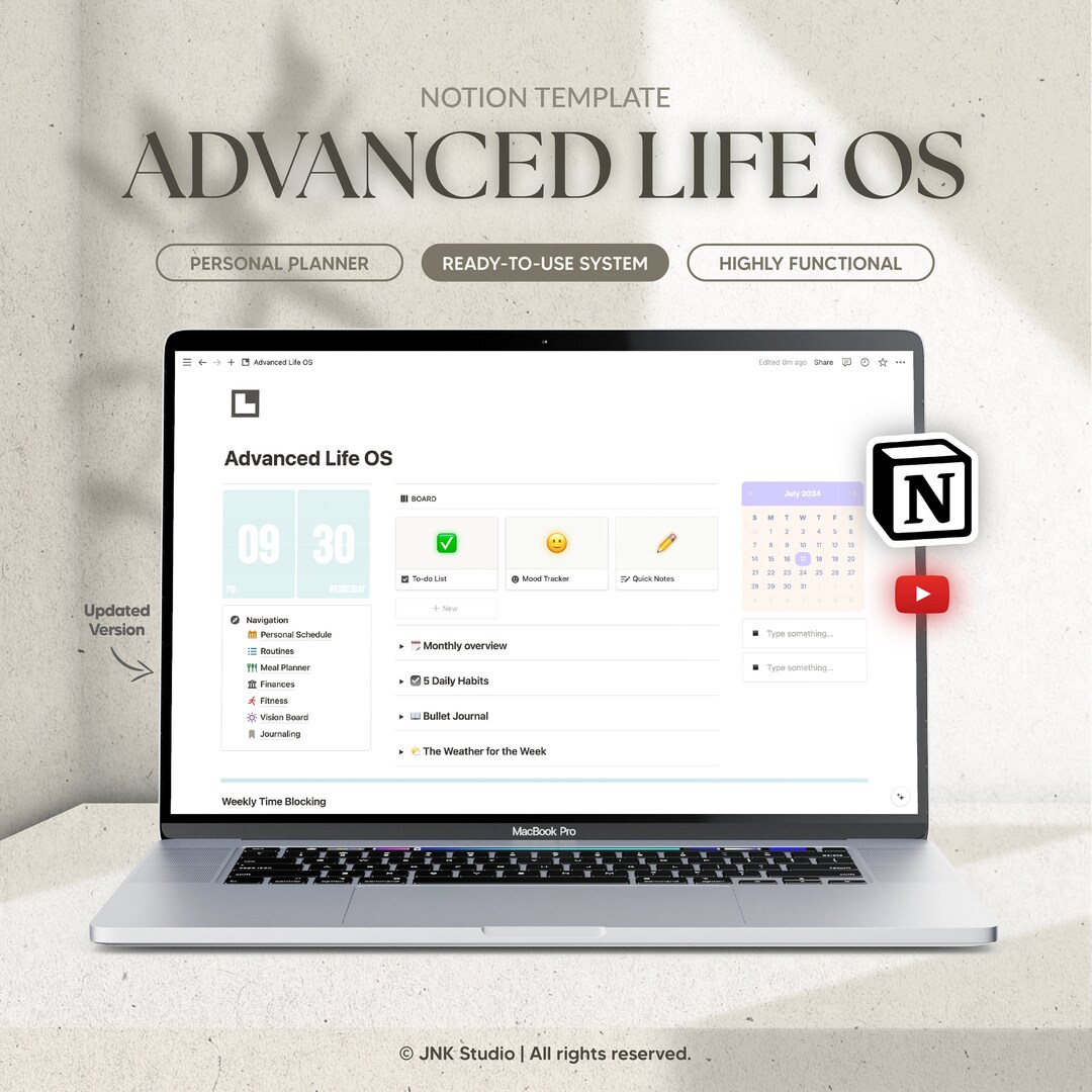 Advanced Life OS Notion Template, Get Your Life Organized, Notion Planner, Productivity ...
