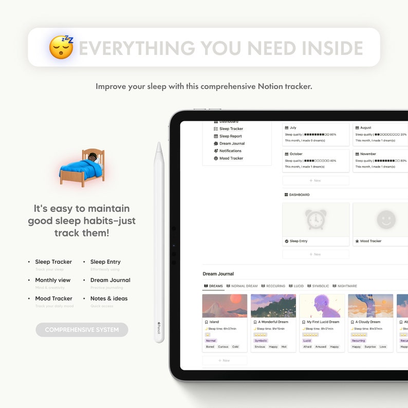 Ultimate Sleep Tracker Notion Template for a Better Bedtime, Sleeping ...