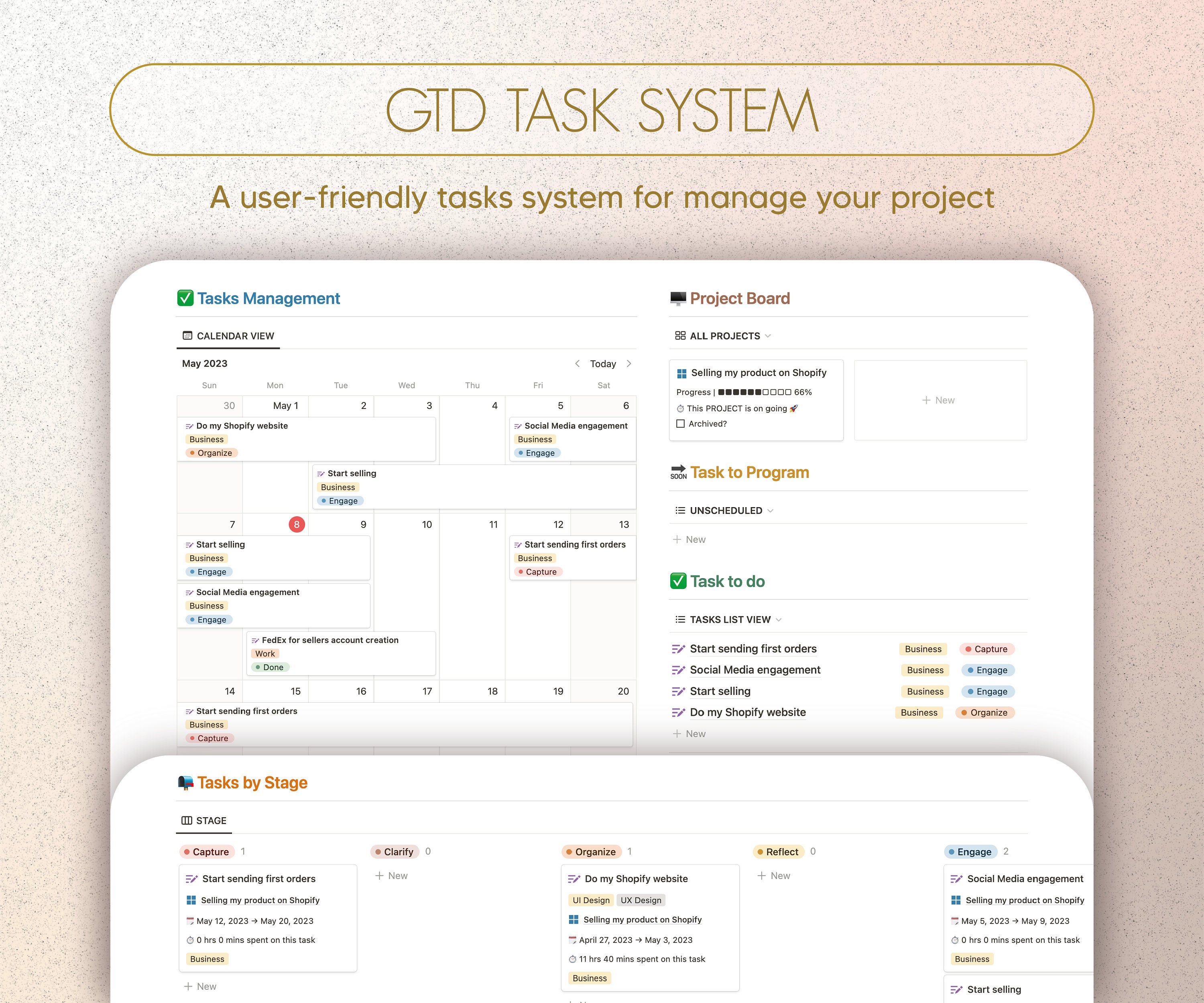 GTD, Get Things Done Notion Template, Notion Project Manager, Notion ...