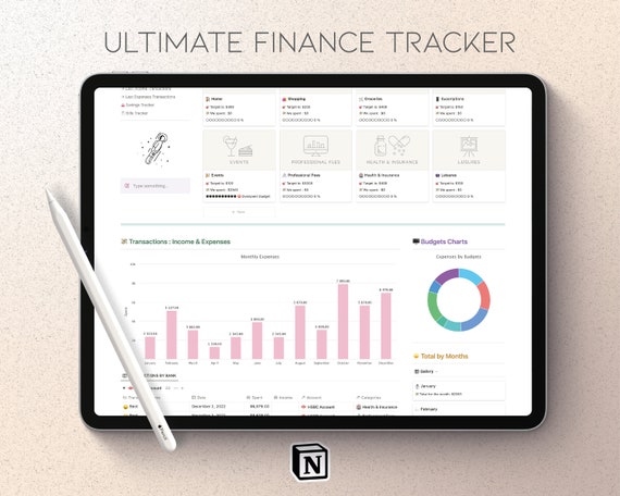 Ultimate Finance Tracker Notion Template Digital Budget and - Etsy