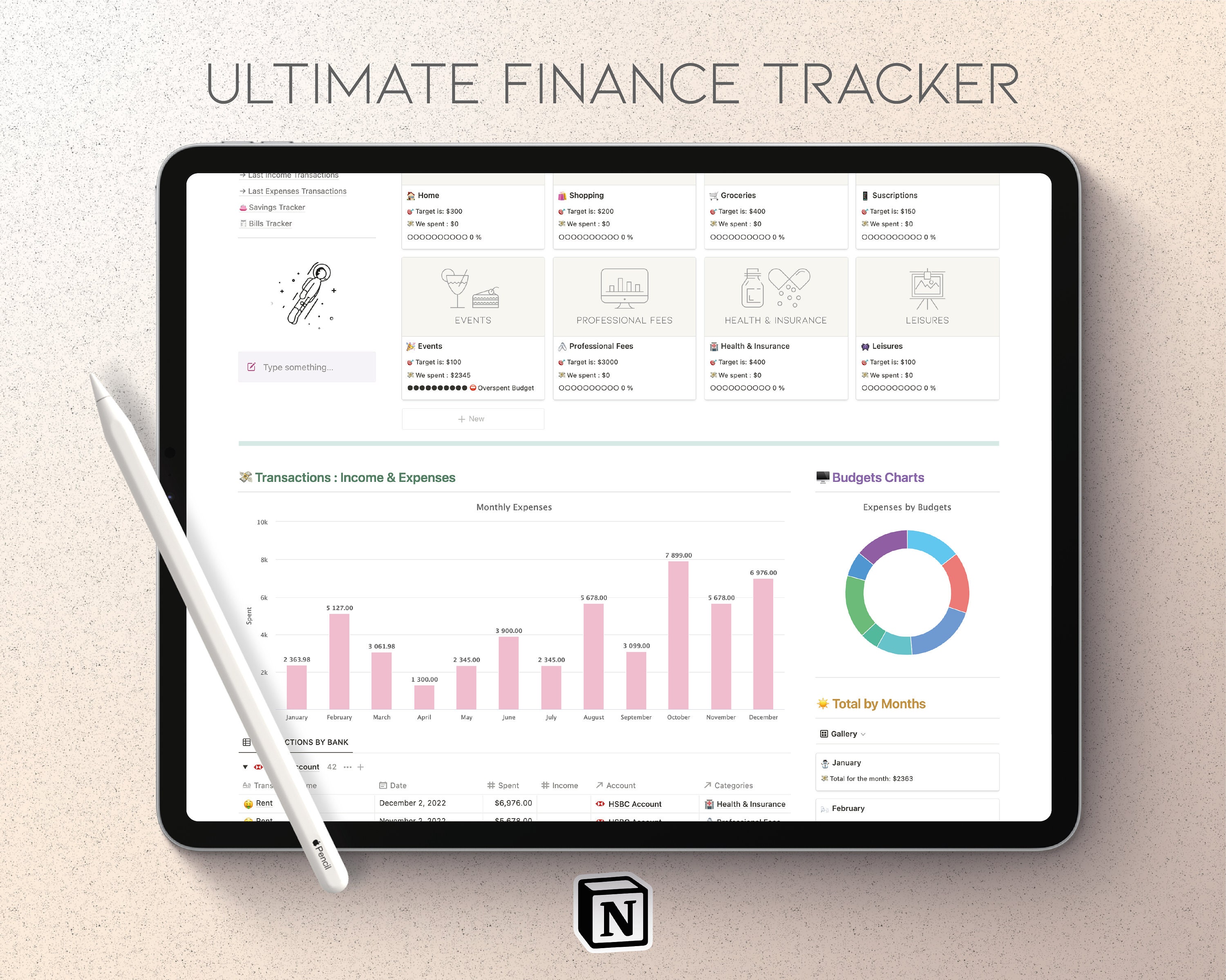 Ultimate Finance Tracker Notion Template Digital Budget and - Etsy