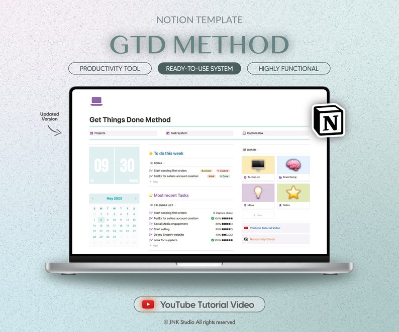 GTD Get Things Done Notion Template Notion Project Manager - Etsy