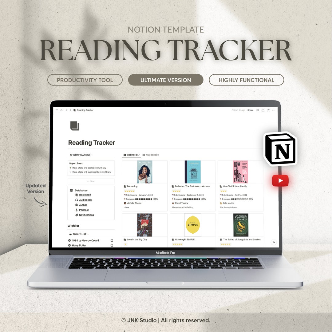Reading Tracker for Notion, Light Mode, Books Organizer, Library Budget ...