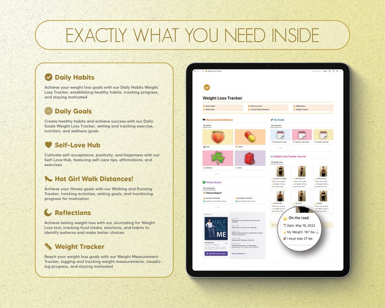 Weight Loss Tracker Notion Template Weight Tracker Personal - Etsy