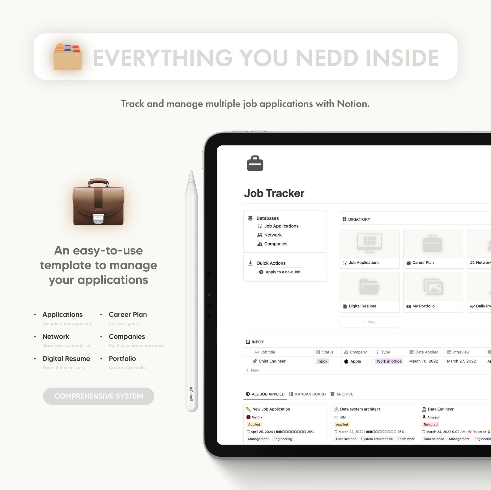 Job Tracker Notion Template for Job Seeker and Freelancer Workers ...