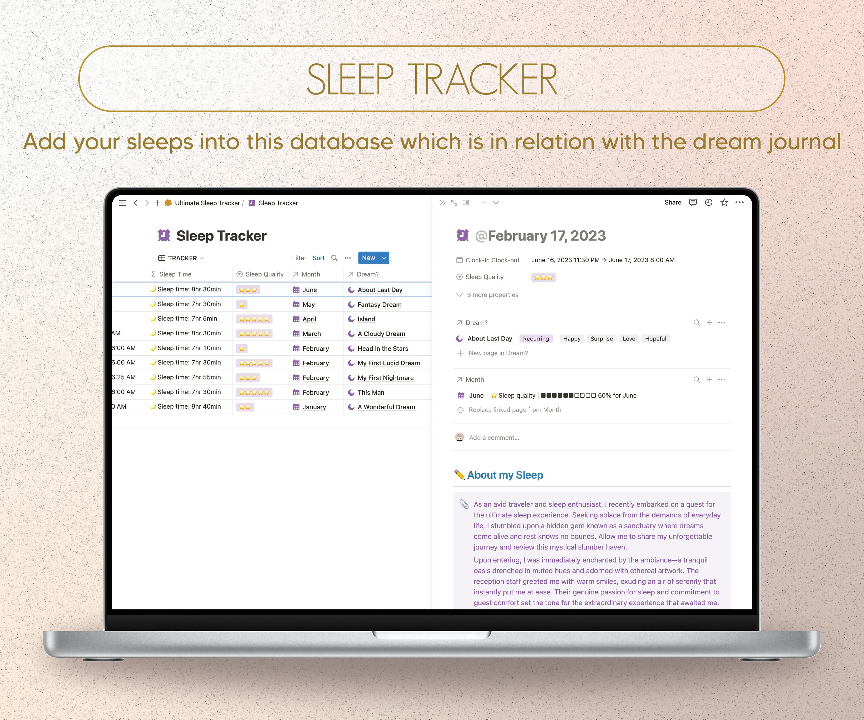 Ultimate Sleep Tracker Notion Template for a Better Bedtime, Sleeping ...