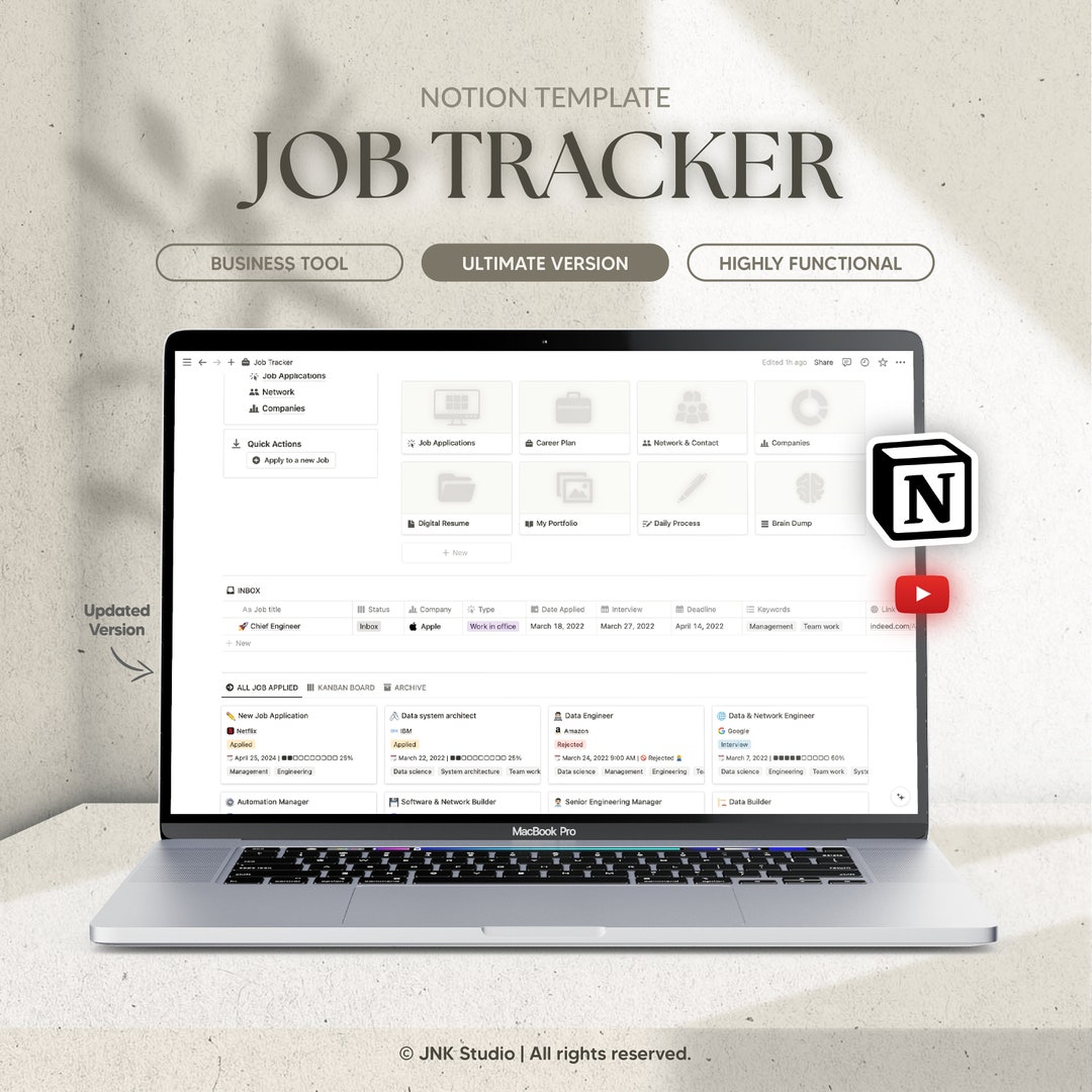 Job Tracker Notion Template for Job Seeker and Freelancer Workers ...