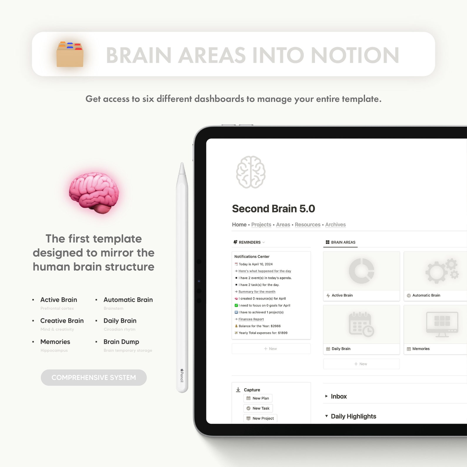 Second Brain Notion Template for Project Management, Habit Tracking ...