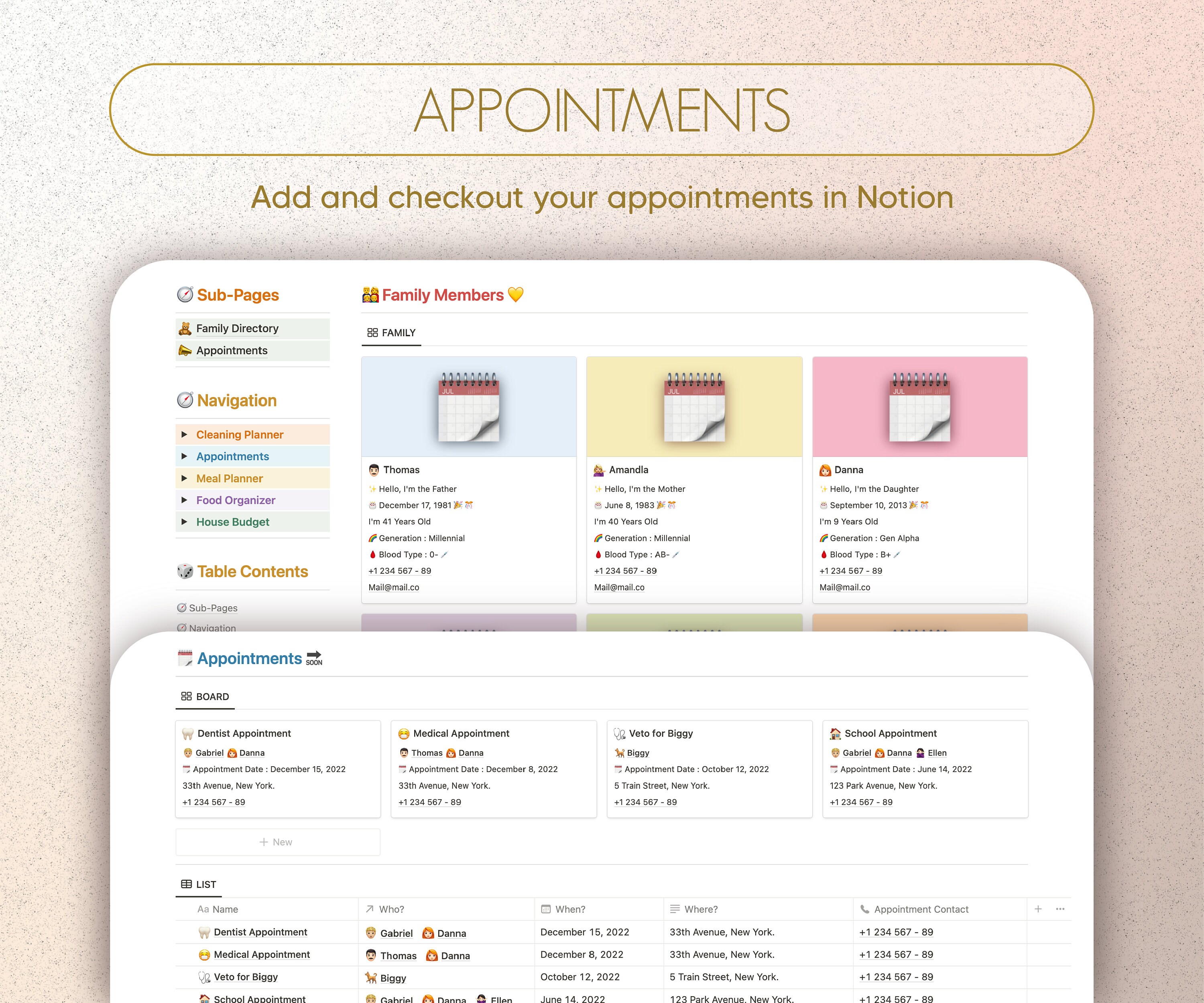 Household Planner Notion Template, Home Organizer, Cleaning Schedule, Family Appointments, Meal ...