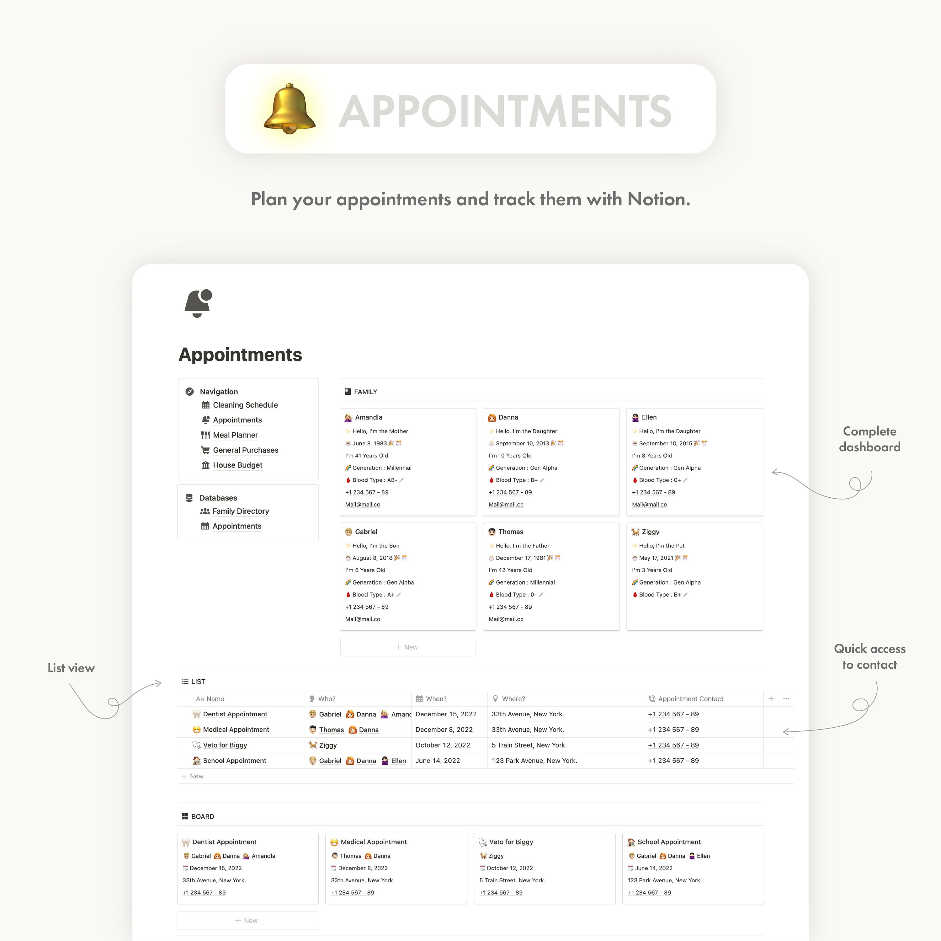 Household Planner Notion Template, Home Organizer, Cleaning Schedule, Family Appointments, Meal ...