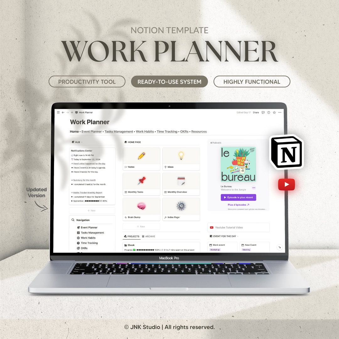 Work Planner Notion Template, Business Planner, Project Management ...