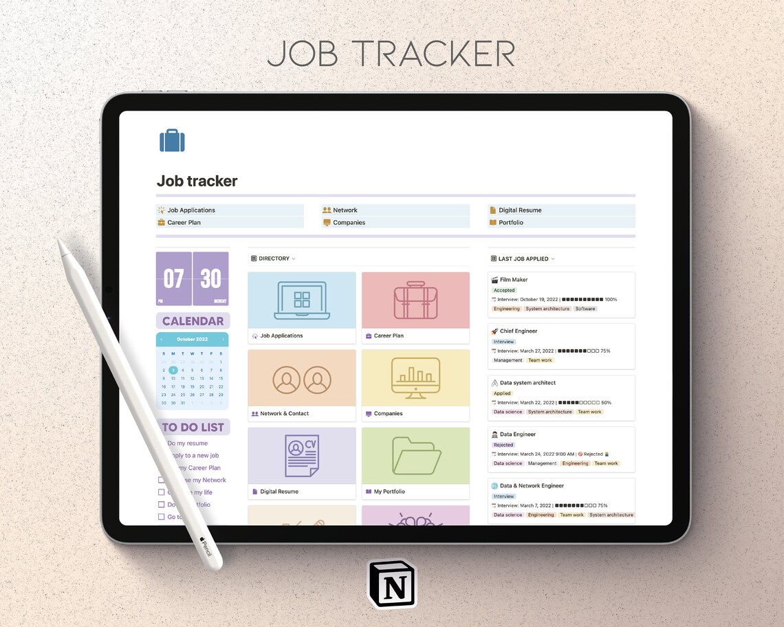 Job Tracker Notion Template for Job Seeker and Freelancer - Etsy