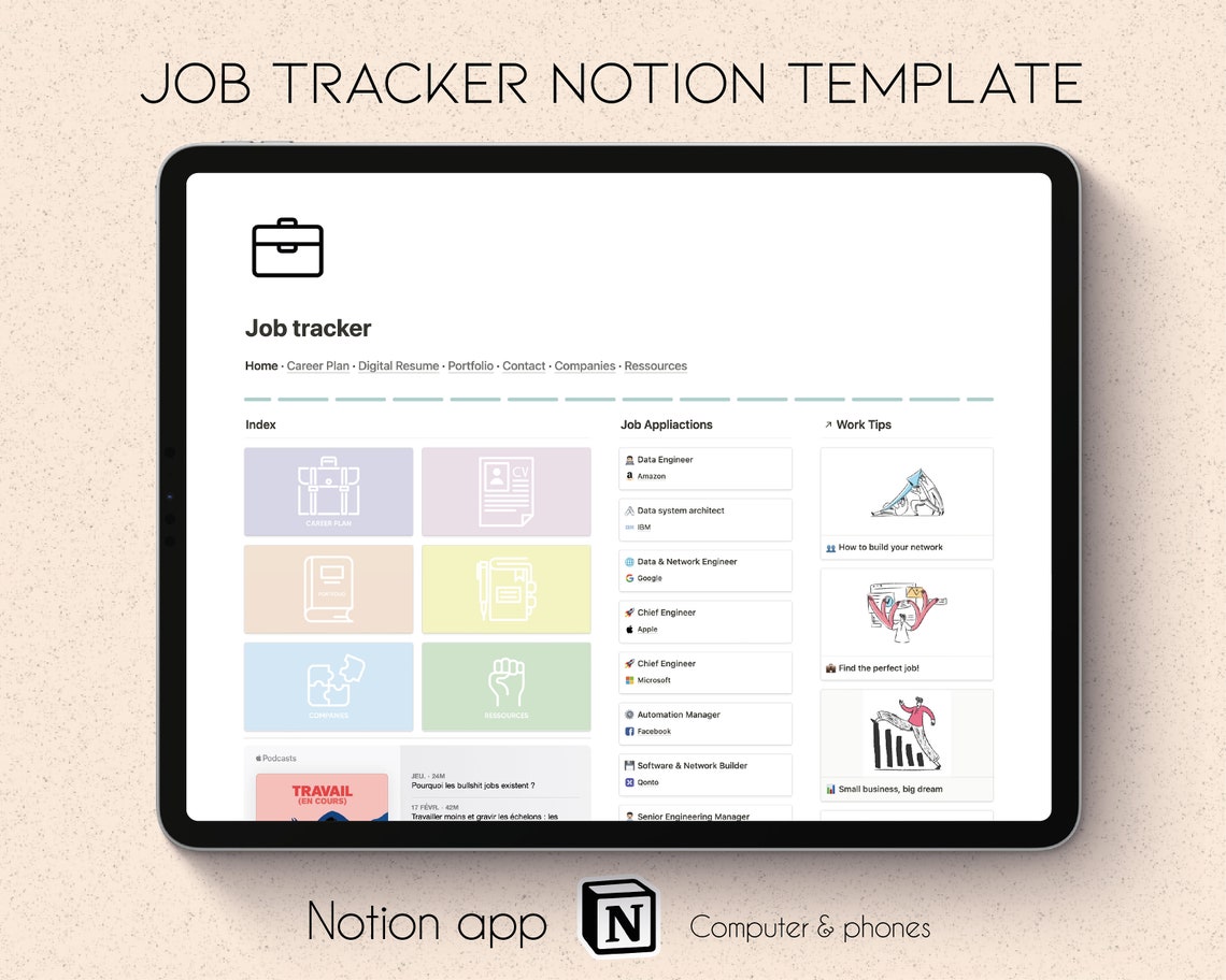 Job Tracker Notion Template for Job Seeker and Freelancer - Etsy