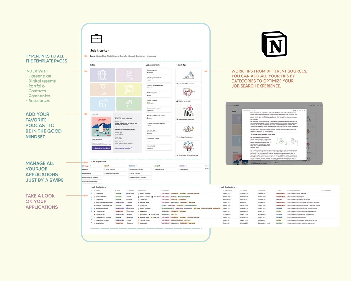 Job Tracker Notion Template for Job Seeker and Freelancer - Etsy