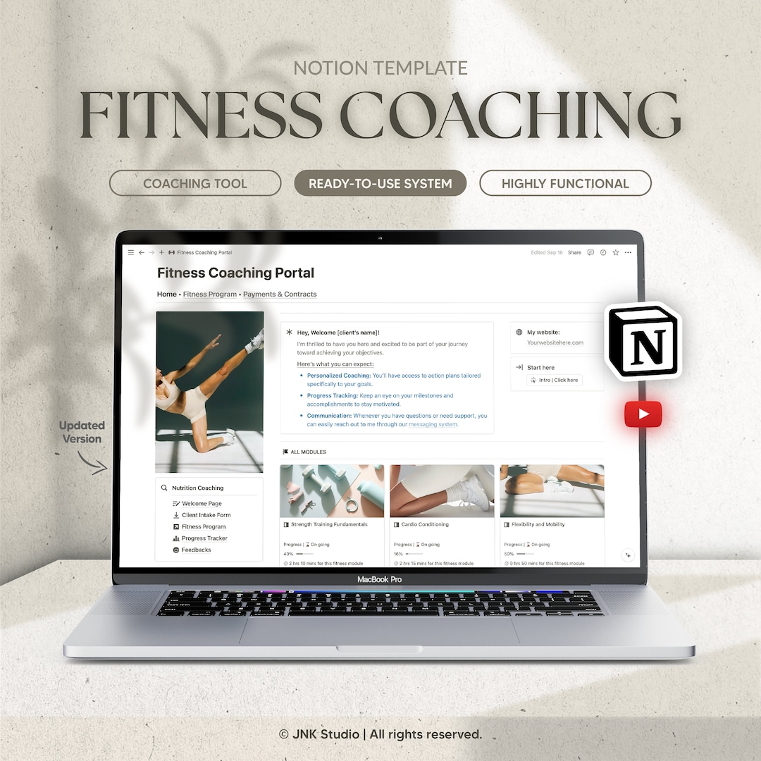 Fitness Coaching Portal Notion Template, Ultimate Notion Planner for ...