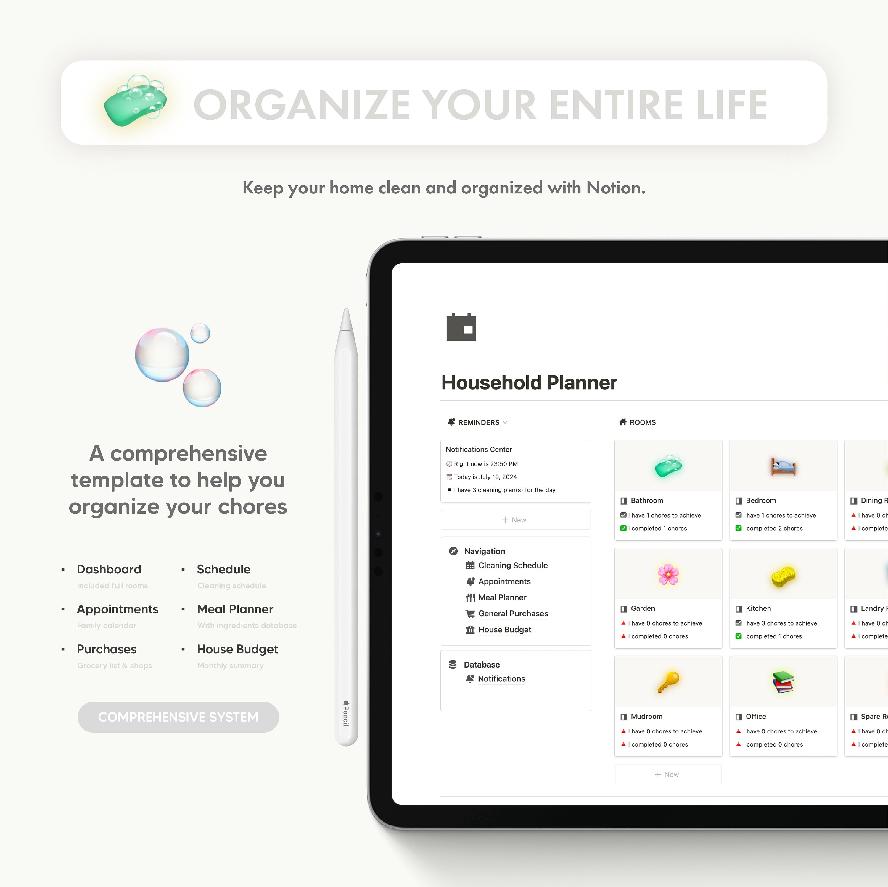 Household Planner Notion Template, Home Organizer, Cleaning Schedule ...