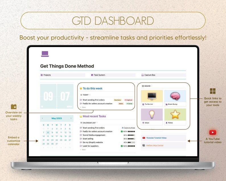GTD Get Things Done Notion Template Notion Project Manager - Etsy