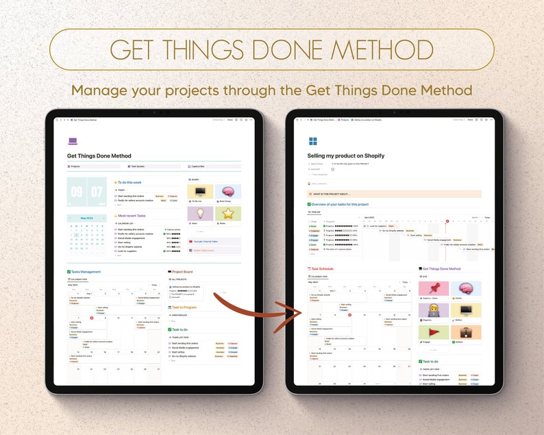 GTD Get Things Done Notion Template Notion Project Manager - Etsy