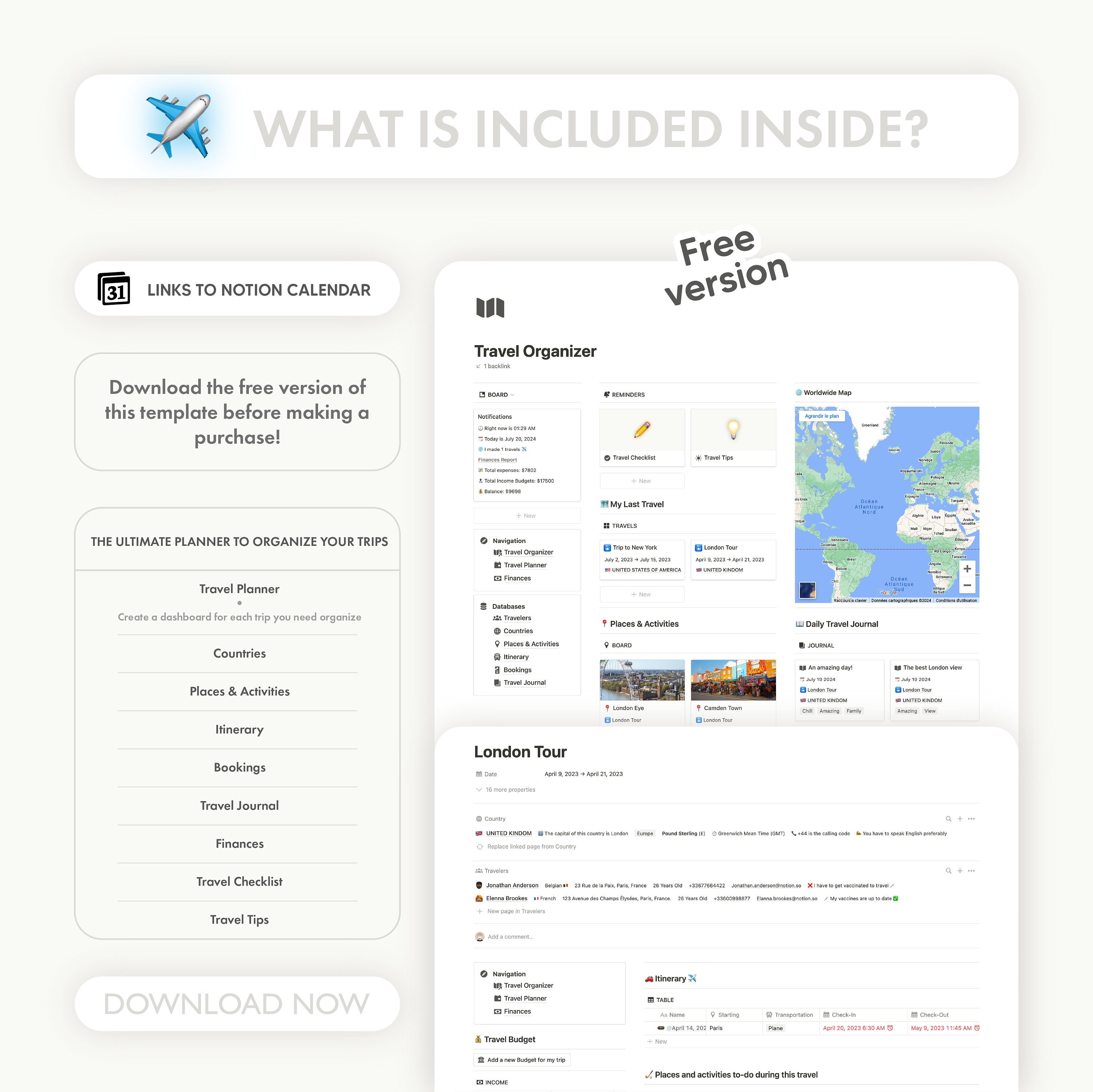 Travel Organizer Notion Template, Plan Your Trips With Notion, Travel ...