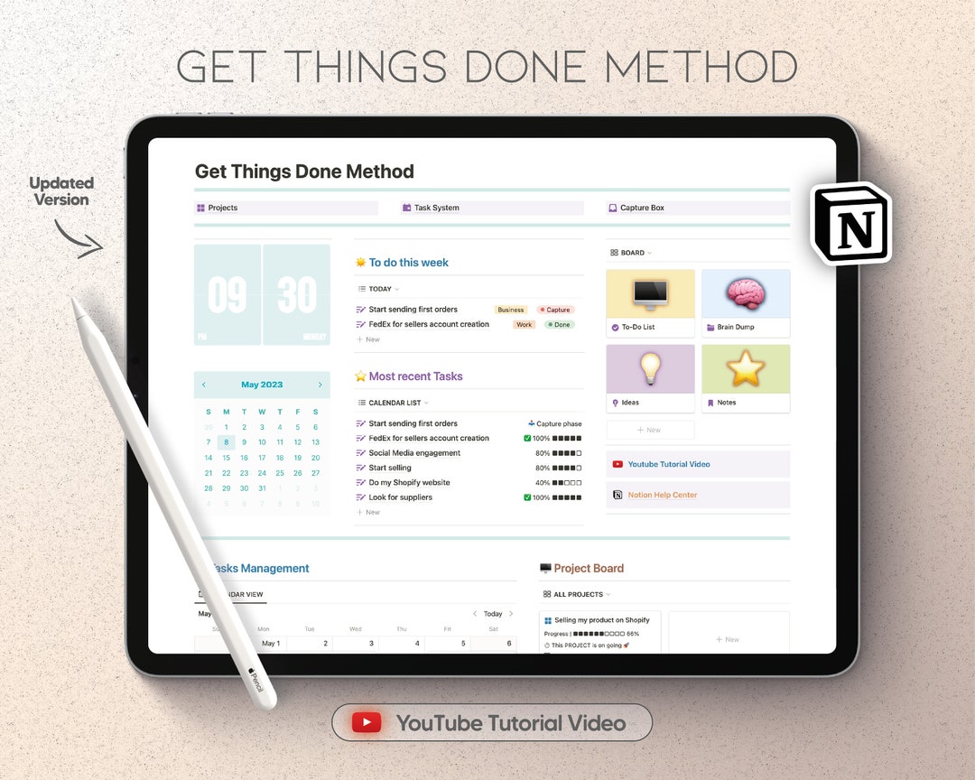 GTD Get Things Done Notion Template Notion Project Manager - Etsy