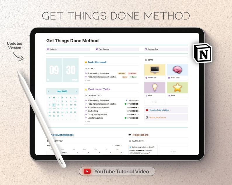 GTD Get Things Done Notion Template Notion Project Manager - Etsy