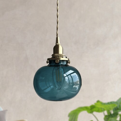 Blue Pendant Light vintage BLUE Ball - Etsy