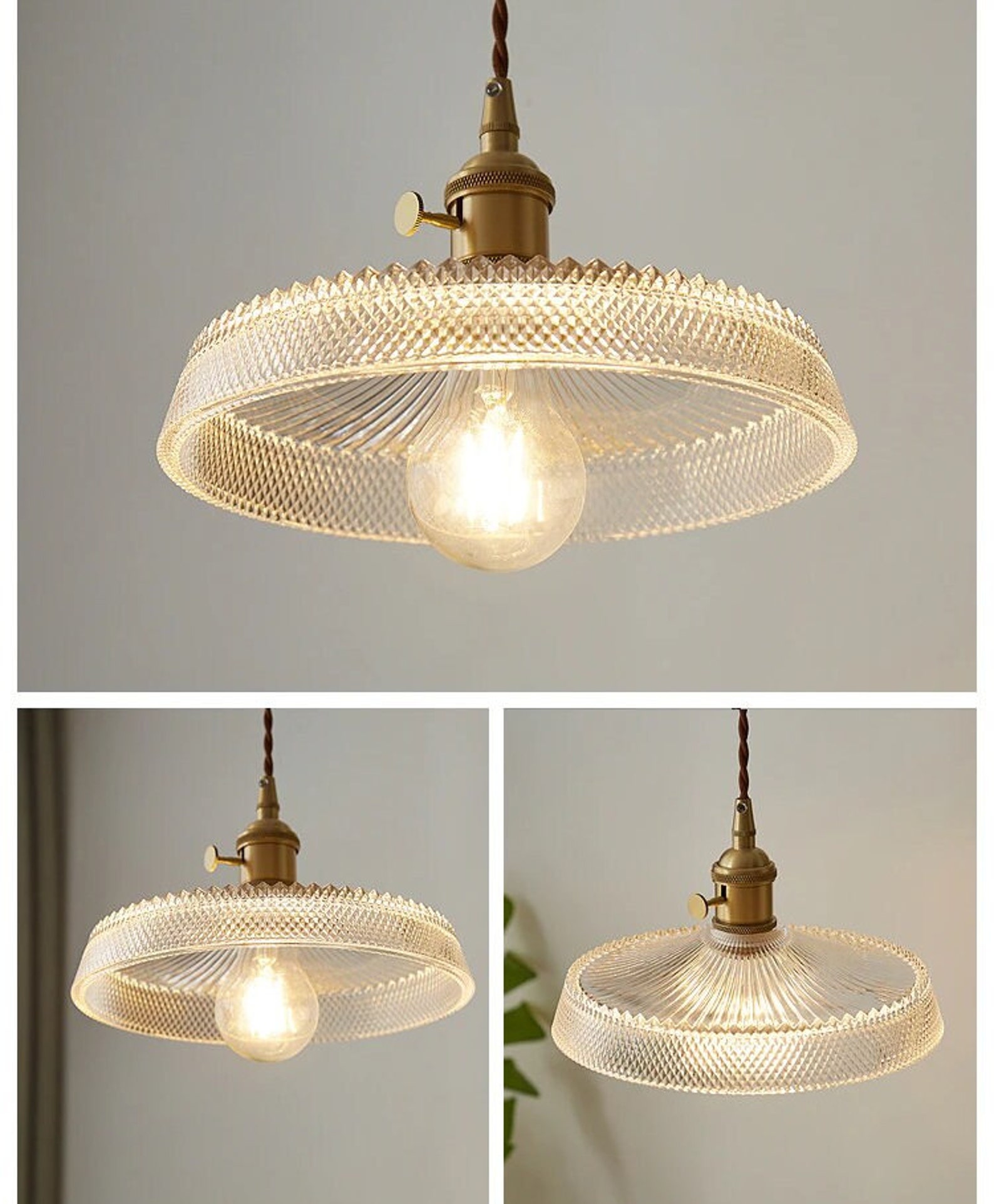 Clear Glass Pendant Plate Lamp crystal Clear - Etsy