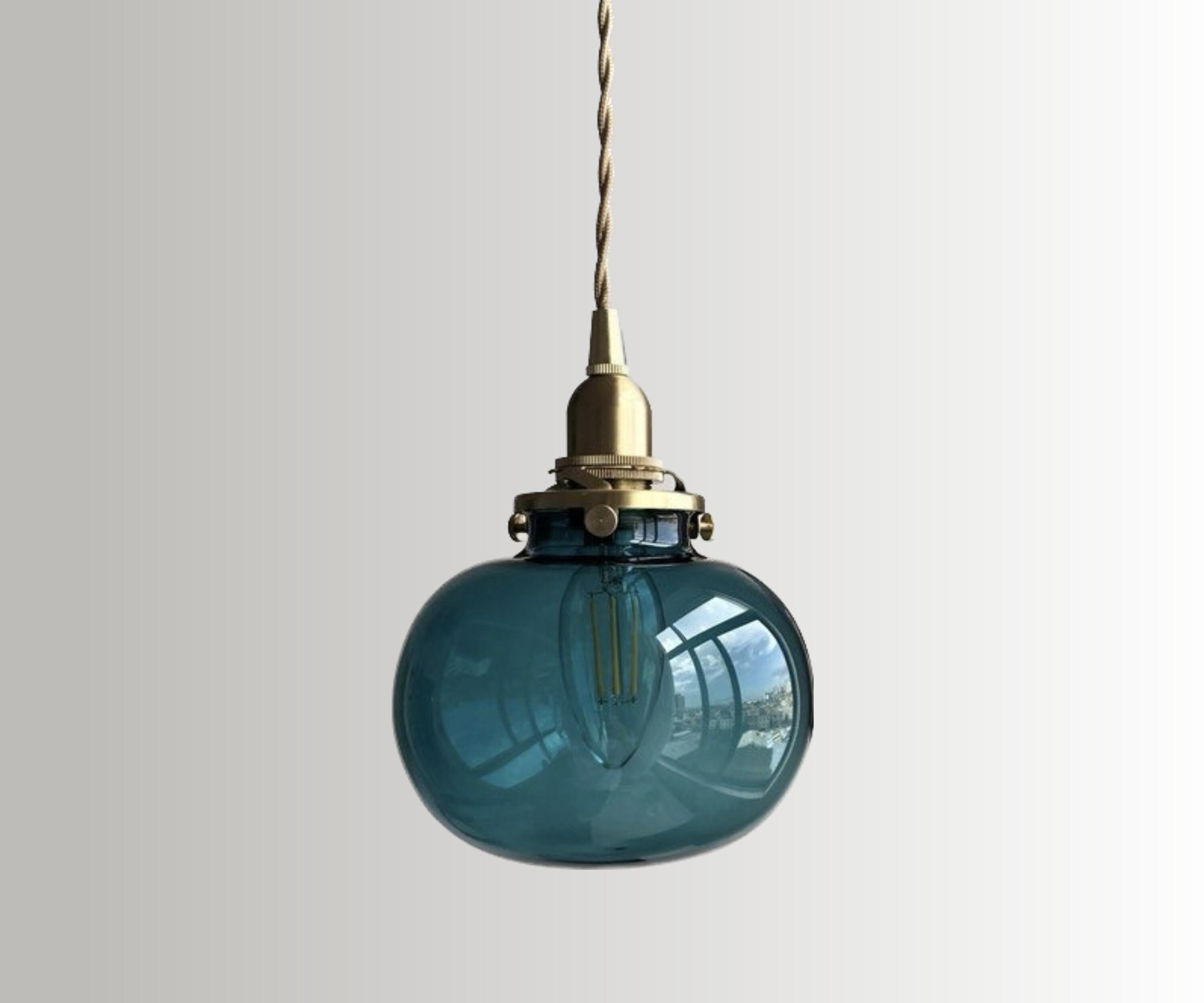 Blue Pendant Light vintage BLUE Ball - Etsy