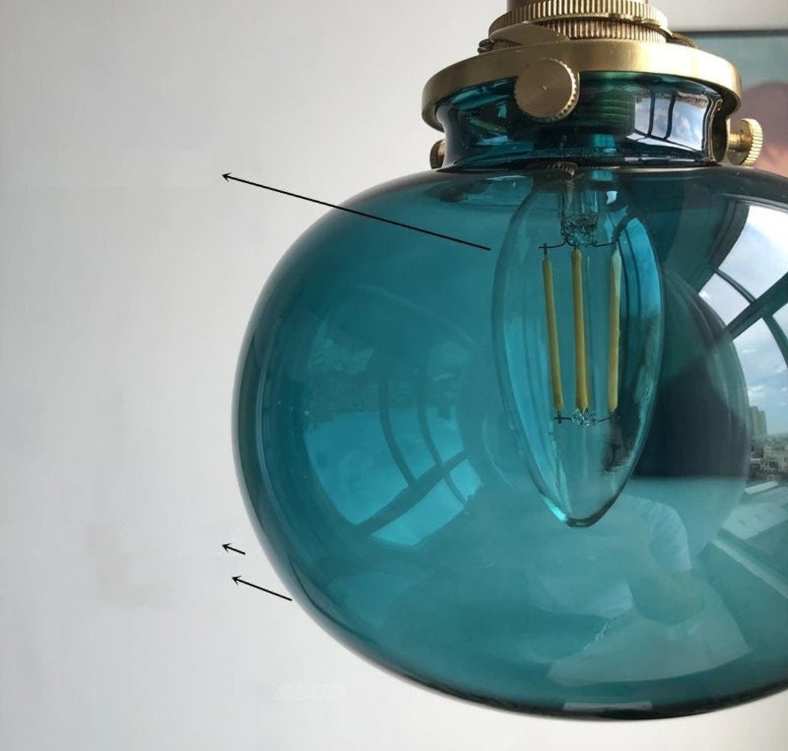 Blue Pendant Light vintage BLUE Ball - Etsy