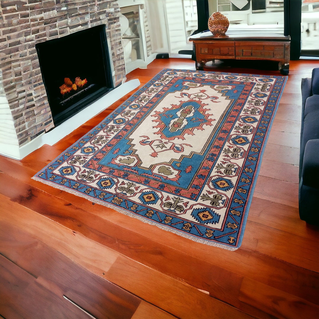 6x8,oushak,rug,vintage Rug, Blue Rug, Kitchen Rug,turkish Rug, Handmade ...