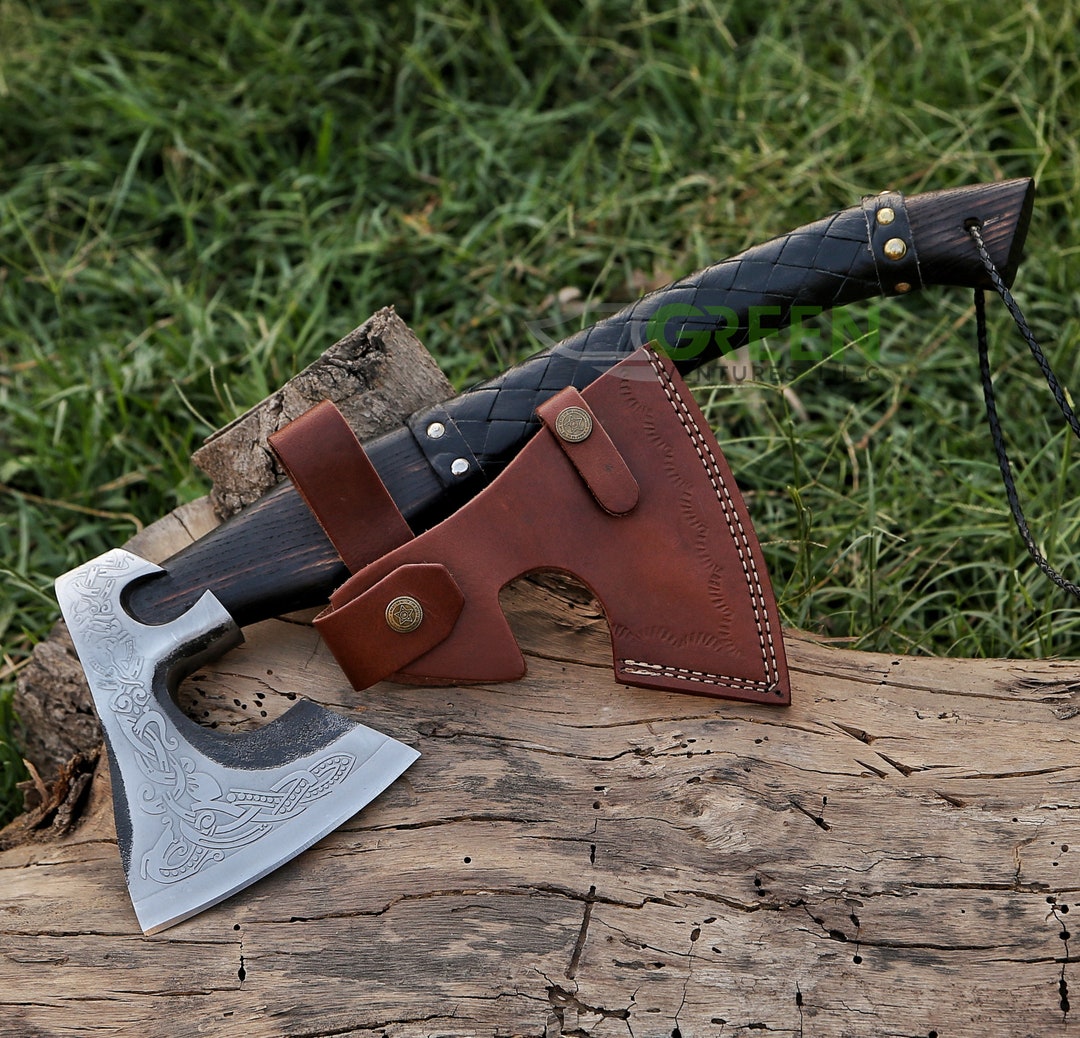 Hand Forged Viking Axe: Bearded Battle Tomahawk With Leather Sheath - Etsy