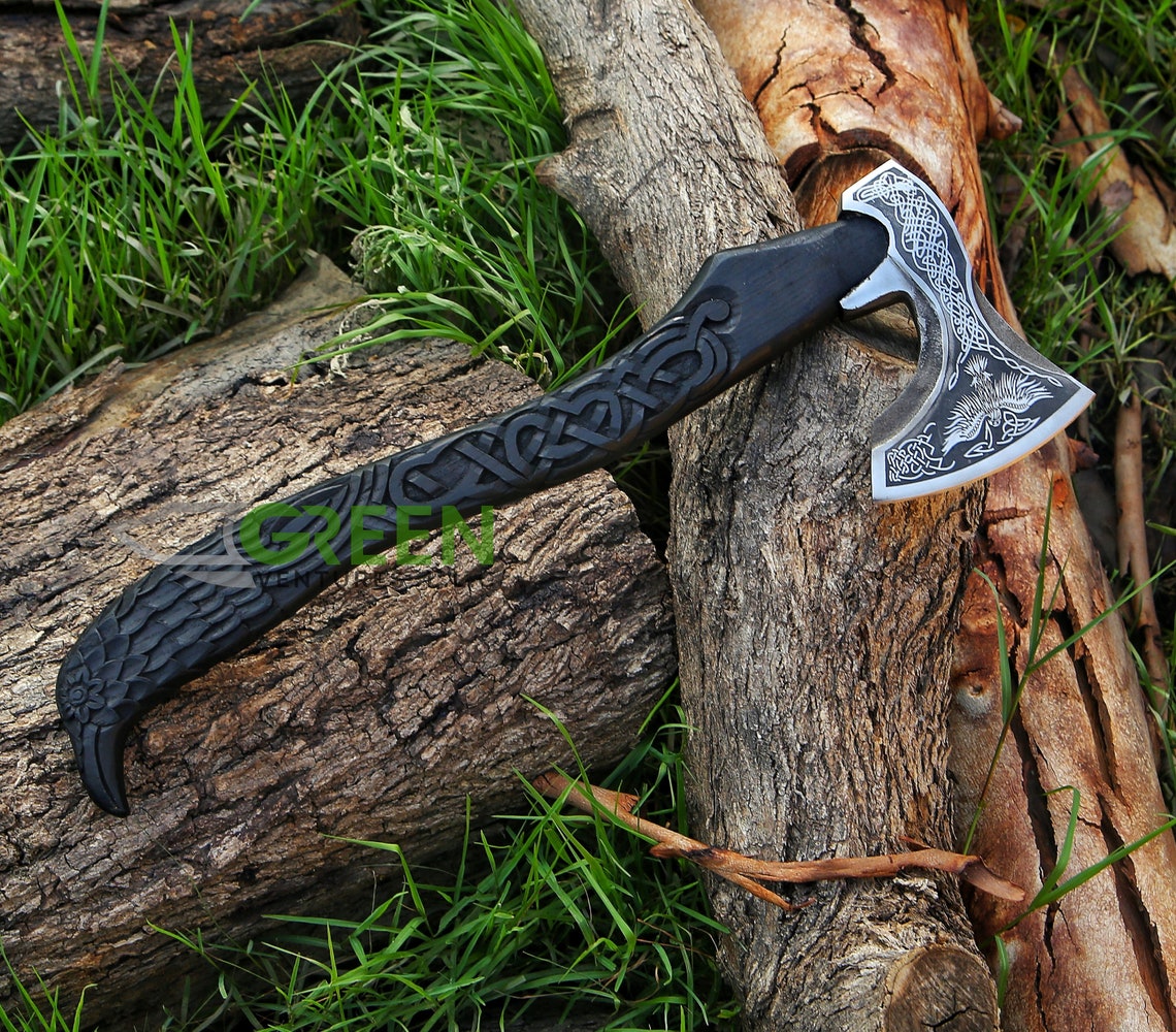 Viking Axe, Raven Engraved Axe, Viking Forged Axe, Personalized Hatchet ...